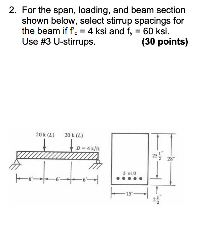 Solved 2. For the span, loading, and beam section shown | Chegg.com