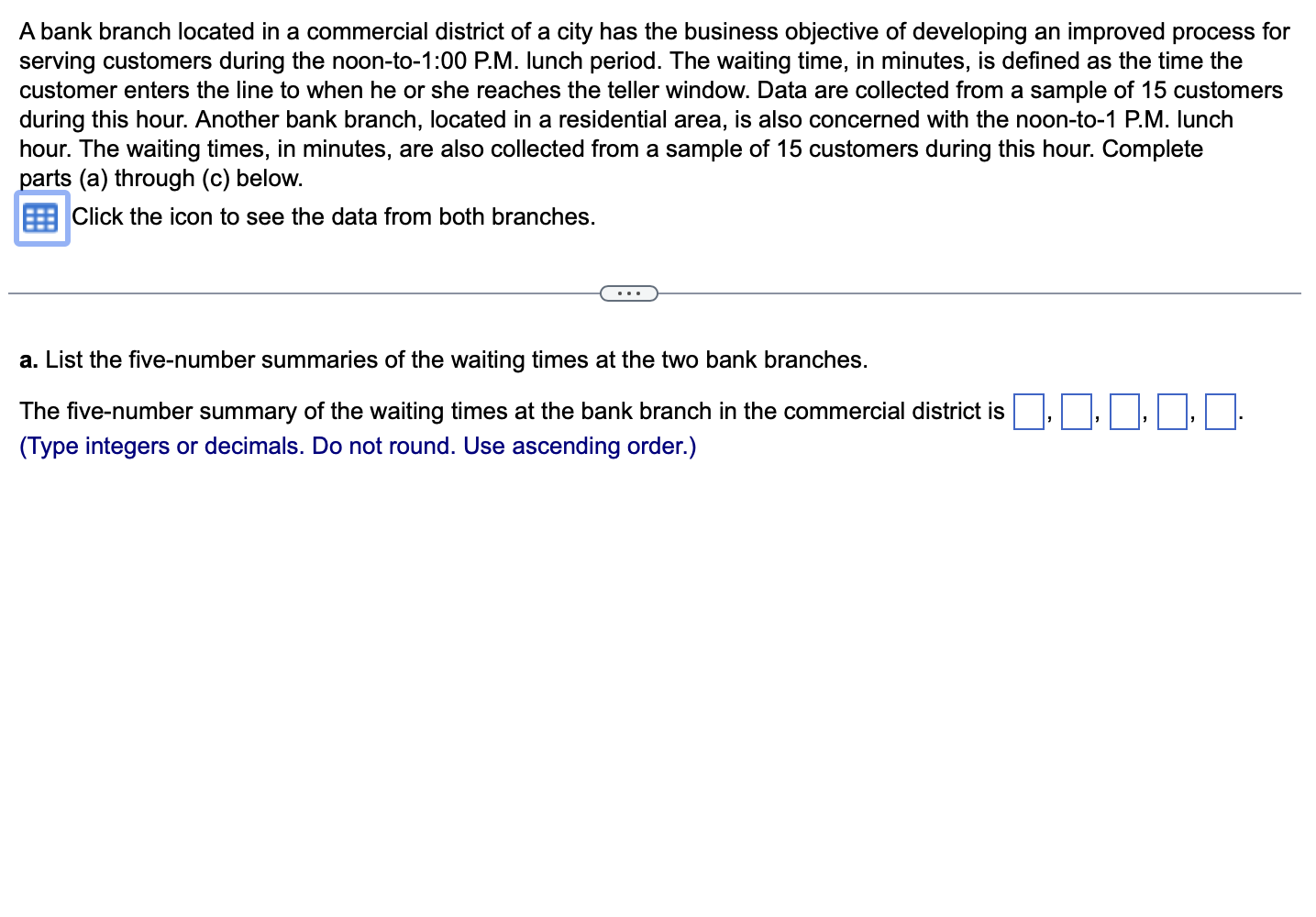 Solved Bank Branch Information The following is the list of | Chegg.com