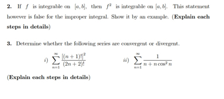 Solved 2. If f is integrable on (a, b), then f? is | Chegg.com