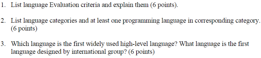 Solved 1. List language Evaluation criteria and explain them | Chegg.com