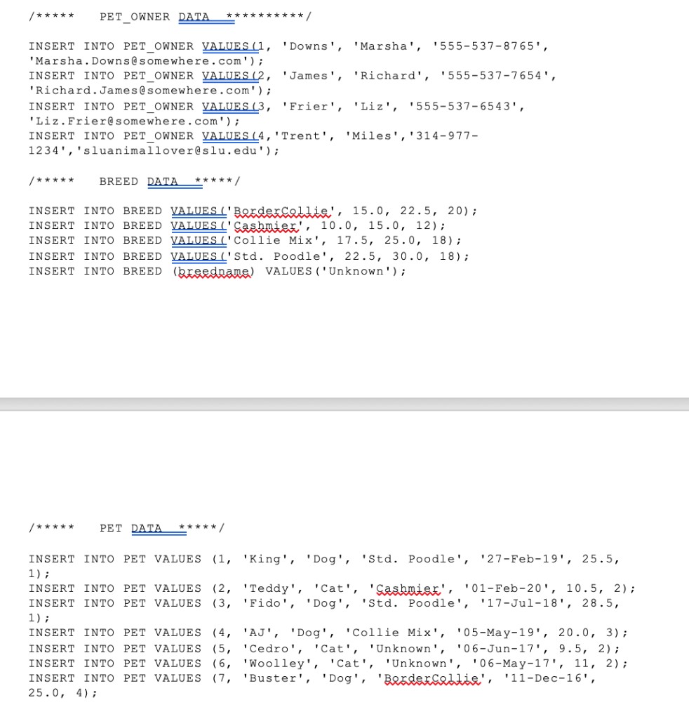 Solved /∗⋆⋆⋆⋆ PET_OWNER DATA ⋆⋆⋆∗⋆⋆⋆⋆⋆⋆/ INSERT INTO | Chegg.com