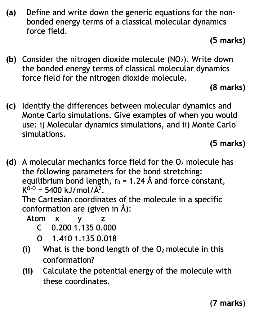(a) Define and write down the generic equations for | Chegg.com