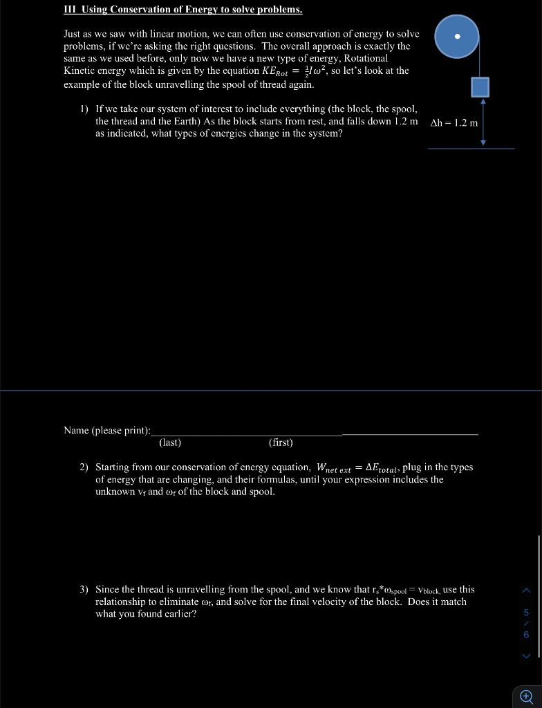 Solved III Using Conservation of Energy to solve problems. | Chegg.com