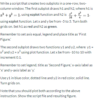 Solved Write a script that creates two subplots in a | Chegg.com