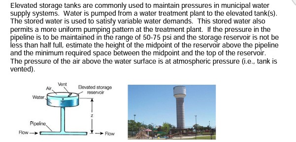 Solved Elevated storage tanks are commonly used to maintain | Chegg.com