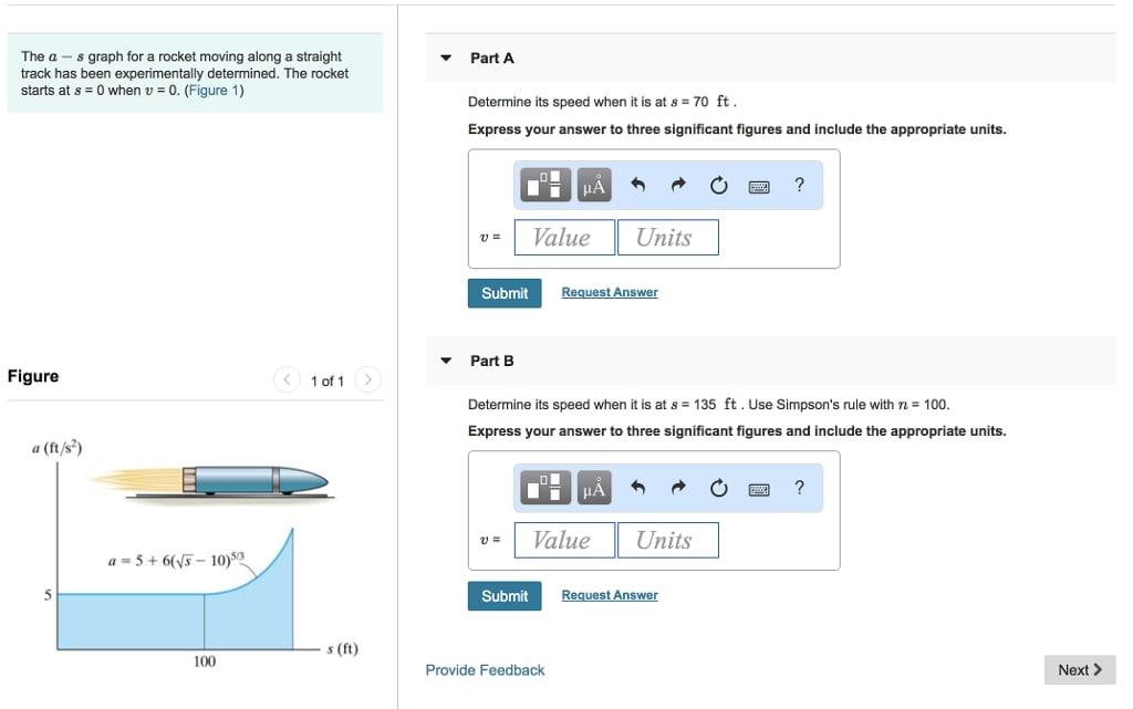 Solved Part A The a-s graph for a rocket moving along a | Chegg.com