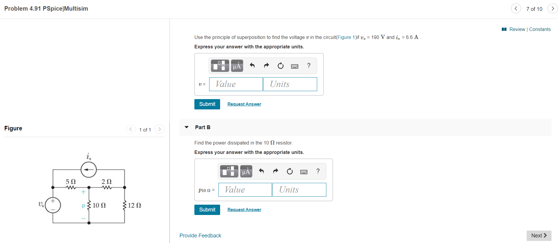 Solved Problem 4.91 PSpice Multisim 7 of 10 > Review | | Chegg.com