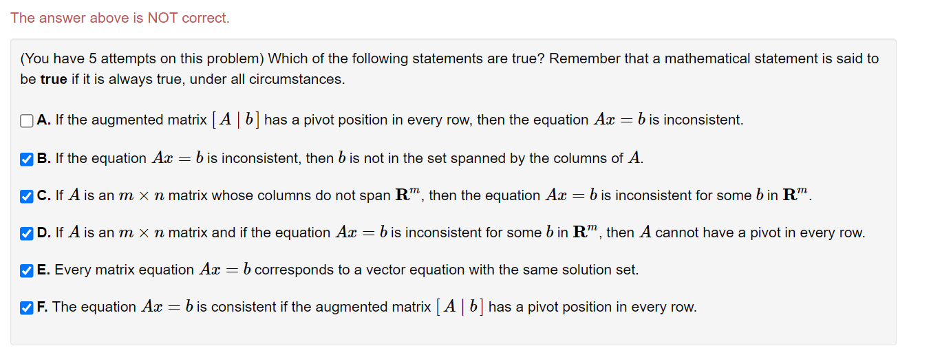 Solved (You have 5 attempts on this problem) Which of the | Chegg.com