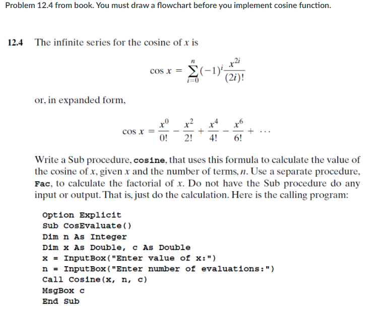 Solved Problem 12.4 from book. You must draw a flowchart | Chegg.com