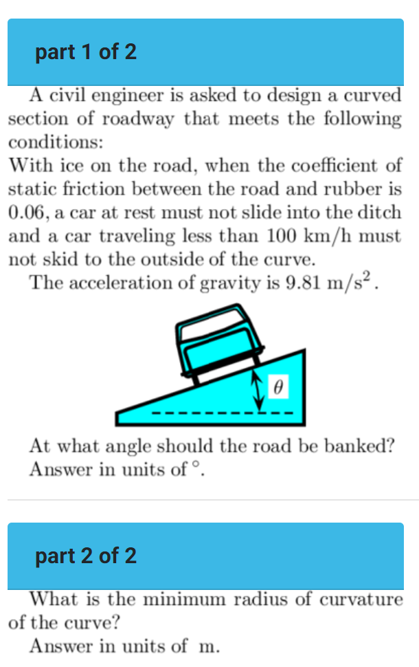 Solved part 1 of 2 A civil engineer is asked to design a | Chegg.com