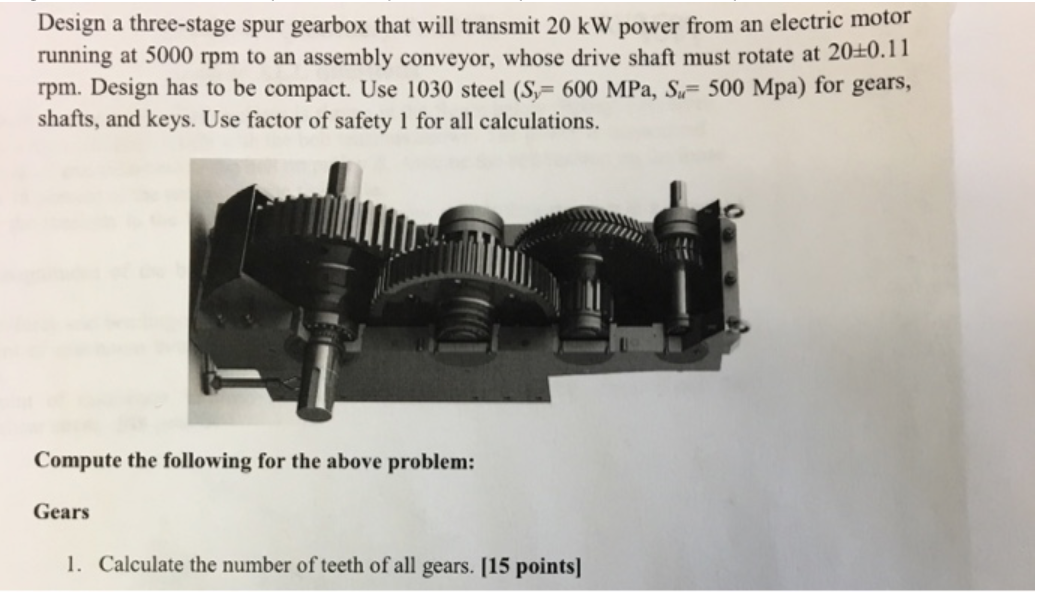 Solved Design a three-stage spur gearbox that will transmit | Chegg.com