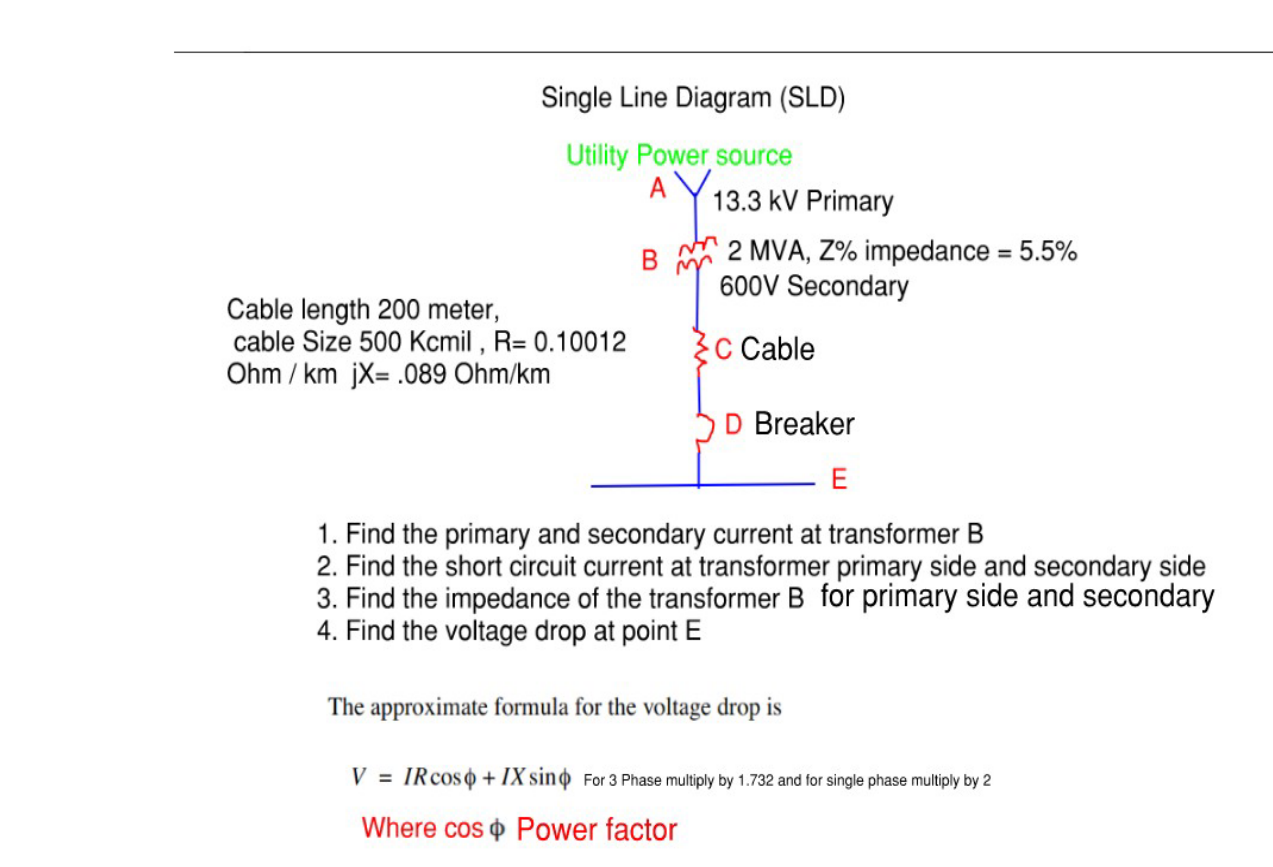 Solved Cable length 200 meter, cable Size 500Kcmil,R=0.10012 | Chegg.com