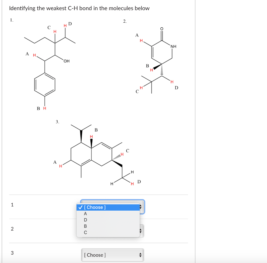 Solved Identifying the weakest C-H bond in the molecules | Chegg.com