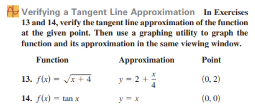 Solved Verifying a Tangent Line Approximation In Exercises | Chegg.com
