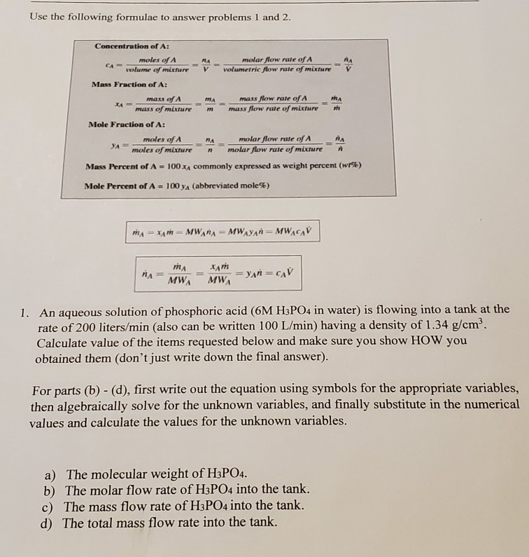 Solved Use The Following Formulae To Answer Problems 1 And Chegg solved-use-the-following-formulae-to-answer-problems-1-and-chegg
