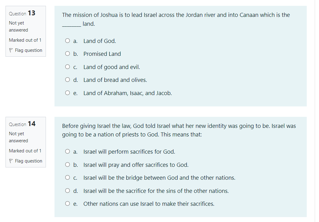 Solved Question 13 The mission of Joshua is to lead Israel | Chegg.com