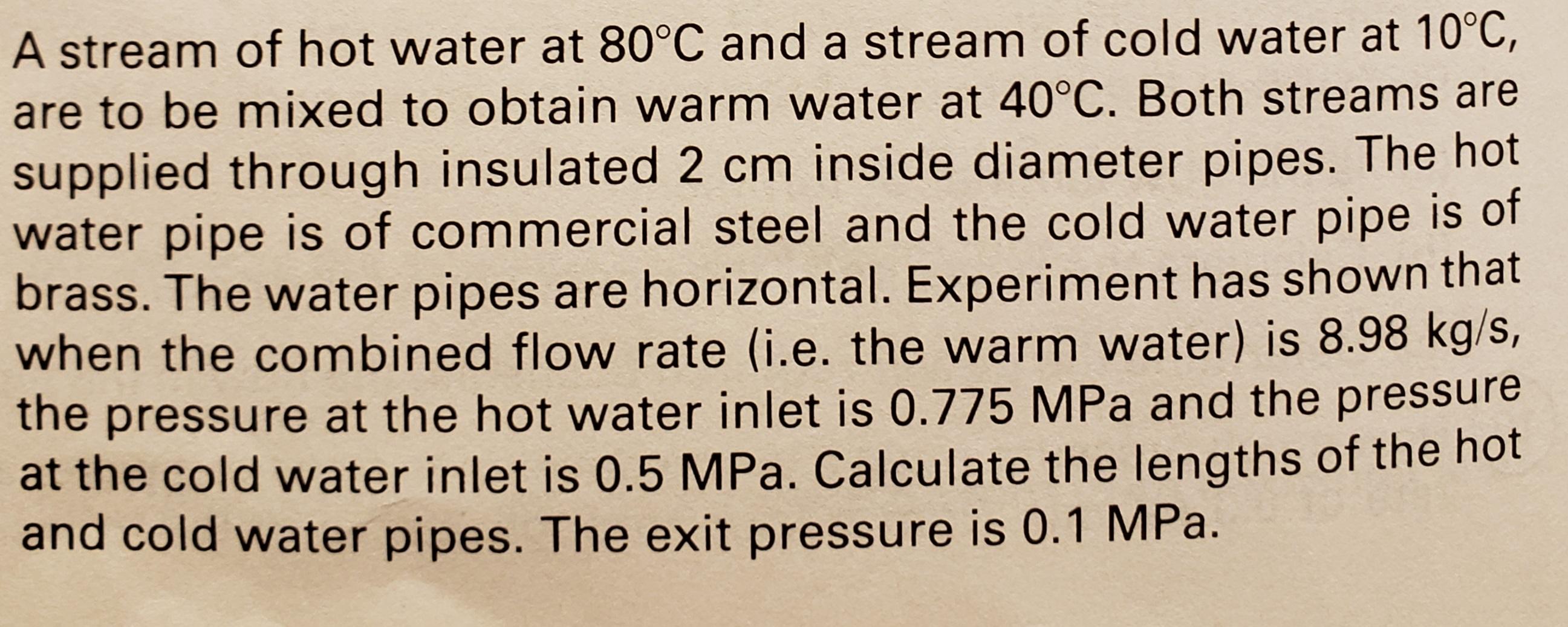 Solved A stream of hot water at 80°C and a stream of cold | Chegg.com