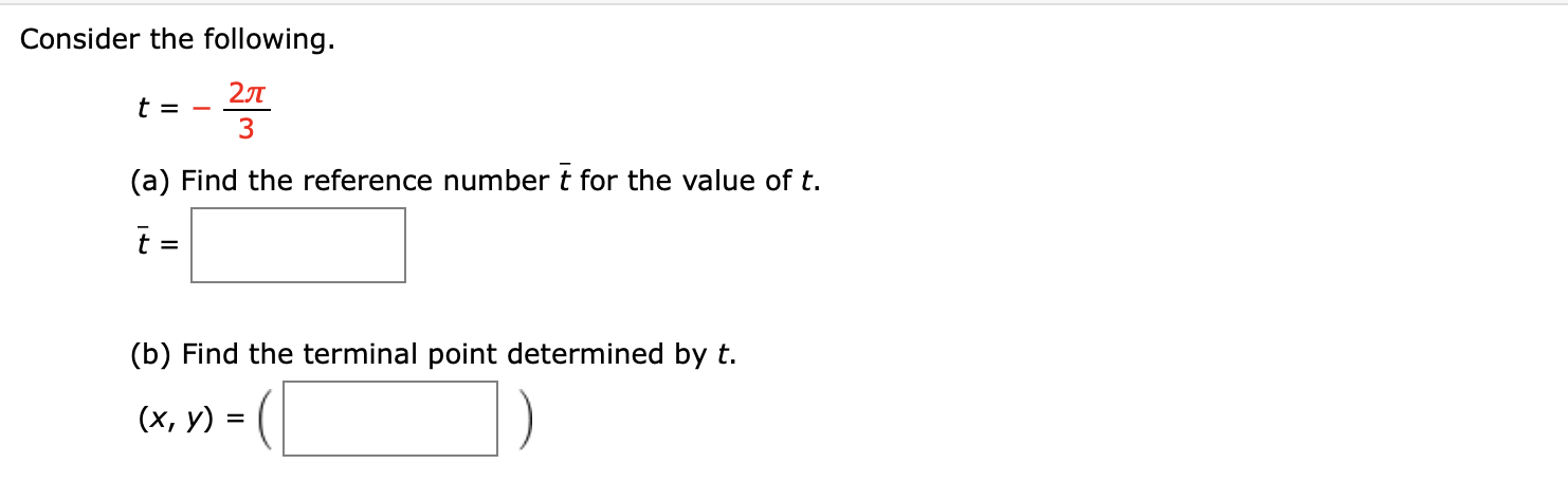 Solved Find the reference number for each value of t. (a) t | Chegg.com