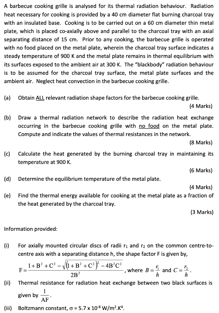 Solved A barbecue cooking grille is analysed for its thermal | Chegg.com