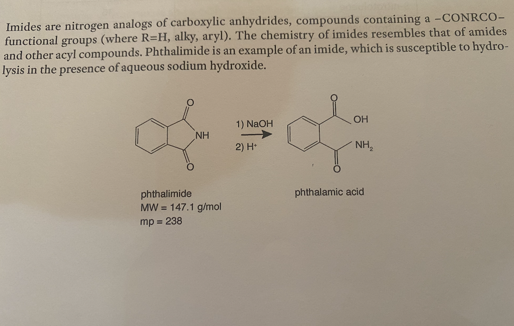Solved Imides are nitrogen analogs of carboxylic anhydrides, | Chegg.com