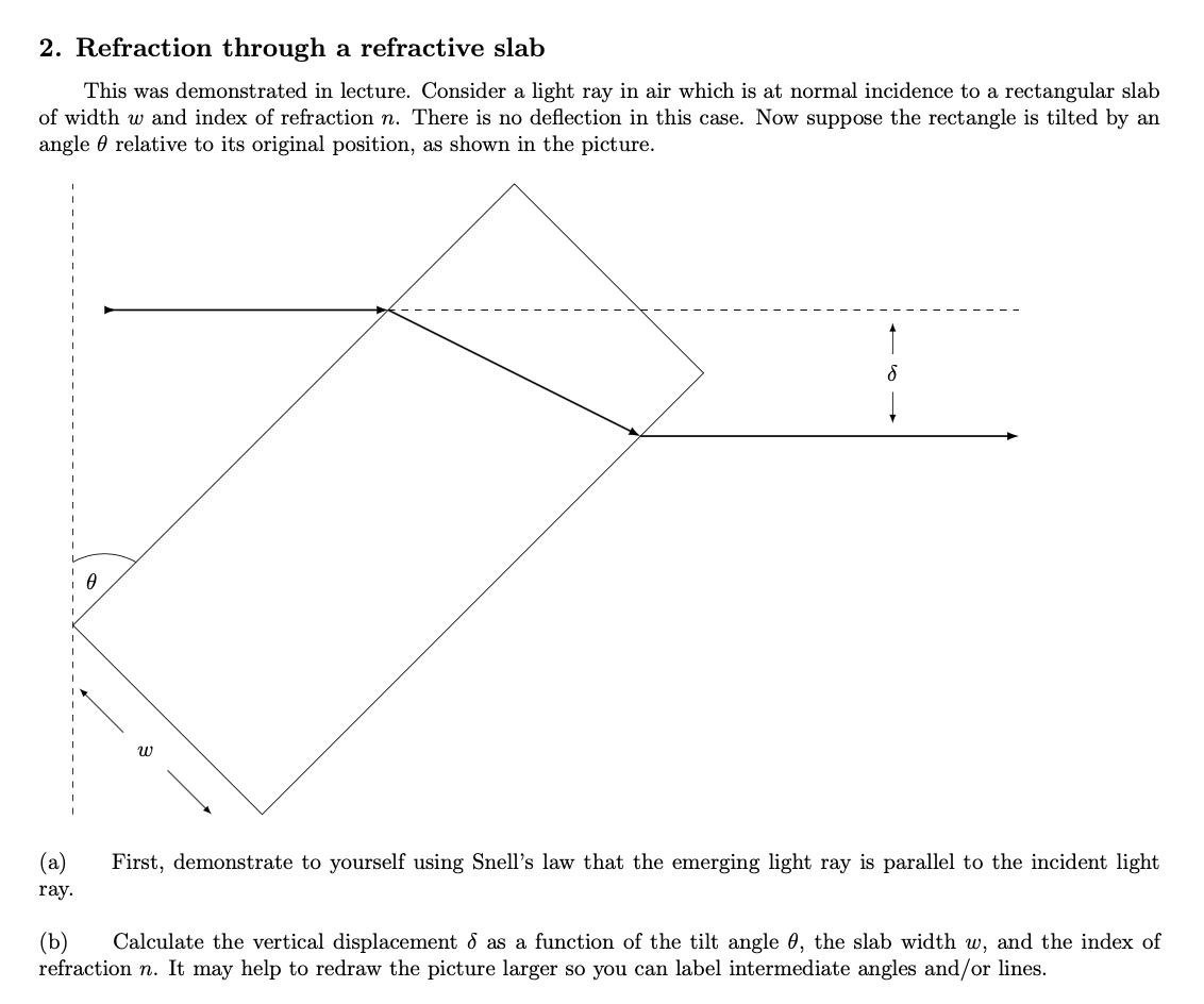 Solved 2. Refraction through a refractive slab This was | Chegg.com