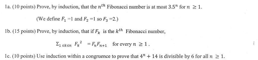 Solved 1a. (10 points) Prove, by induction, that the nth | Chegg.com
