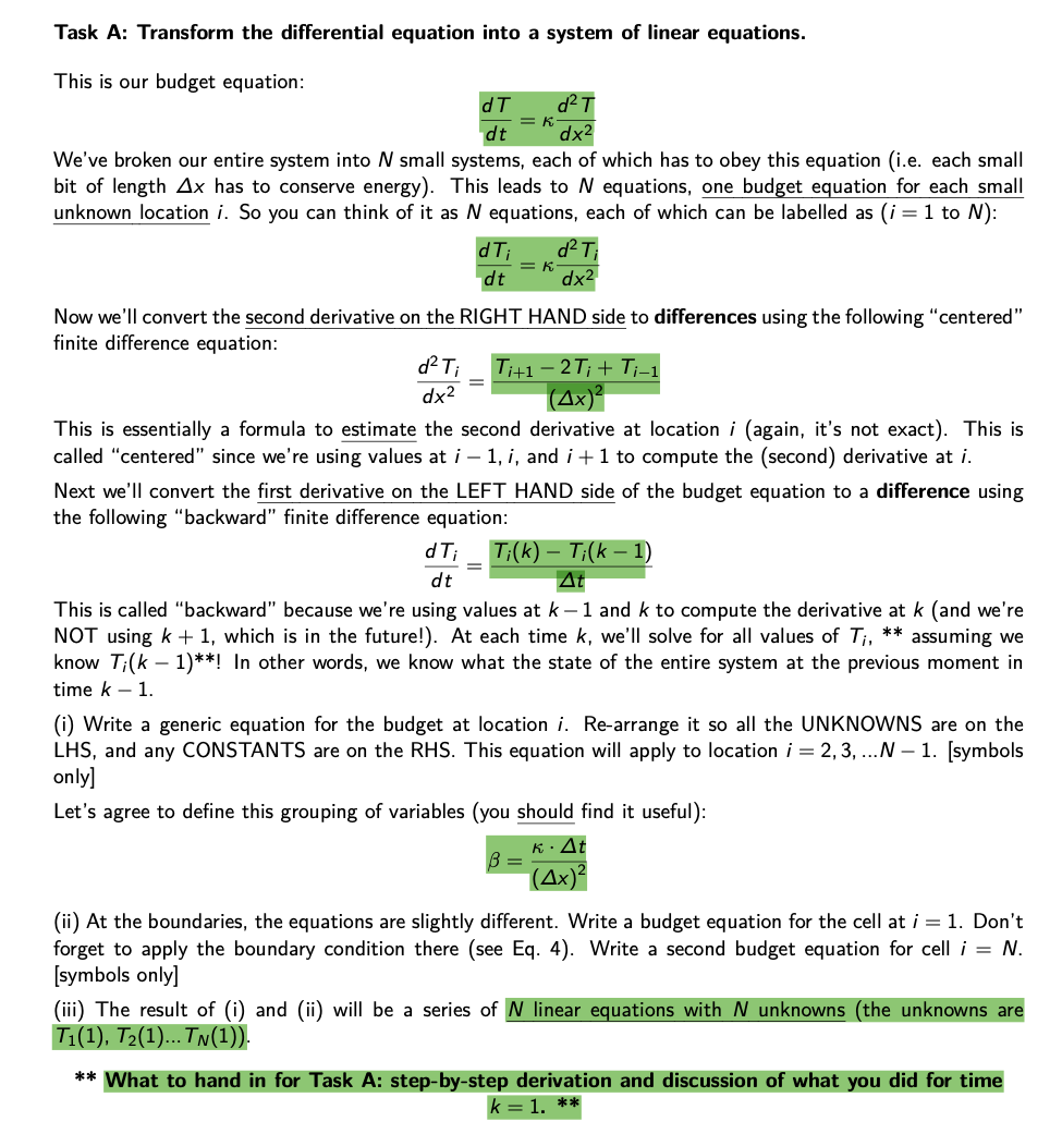 Solved Task A: Transform the differential equation into a | Chegg.com