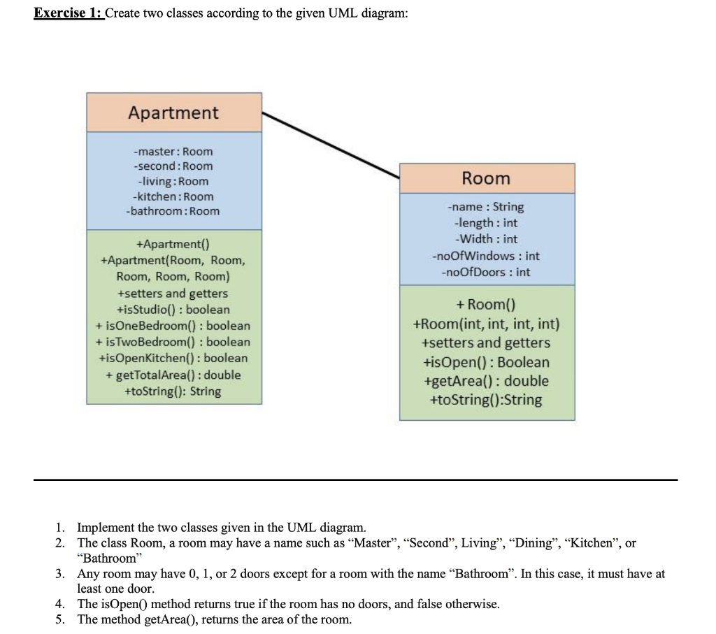 Solved Exercise 1: Create two classes according to the given | Chegg.com
