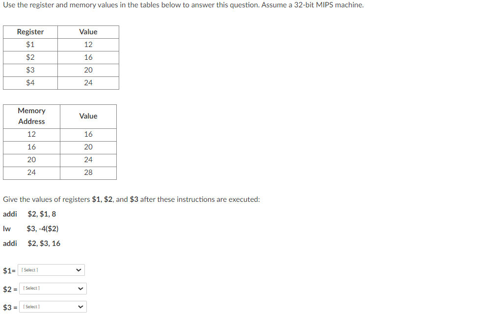 Solved Use the register and memory values in the tables | Chegg.com
