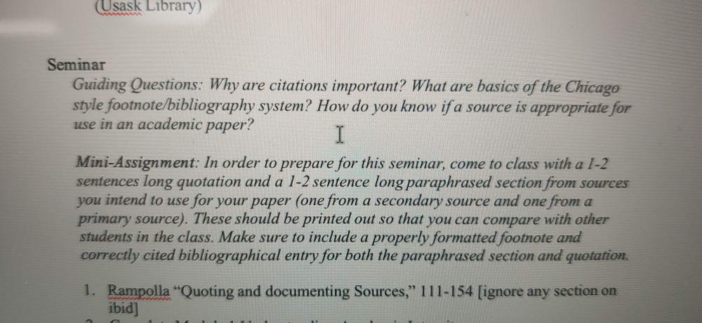 Solved (Usask Library) Seminar Guiding Questions: Why are | Chegg.com