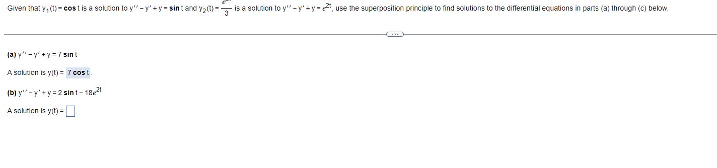 Solved Given that y1(t)=cost ﻿is a solution to y''-y'+y=s∫ | Chegg.com