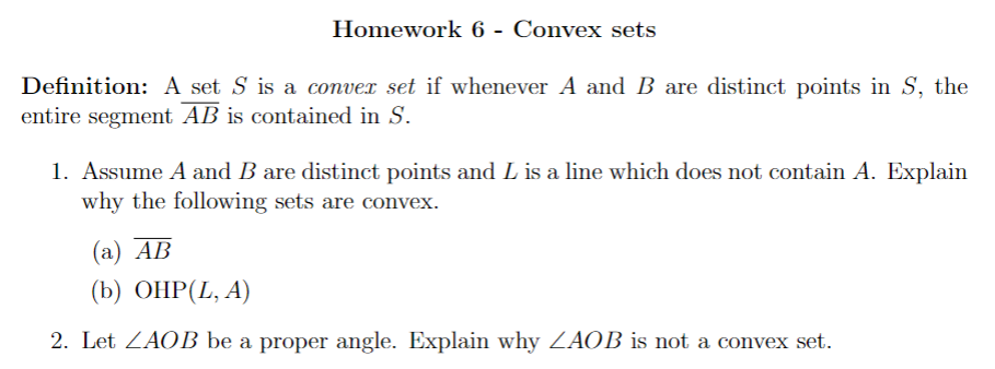 Solved Definition: A set S is a convex set if whenever A and | Chegg.com