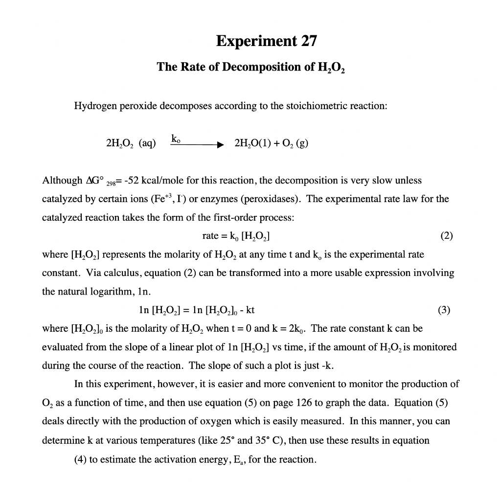 Solved Hydrogen peroxide decomposes according to the | Chegg.com