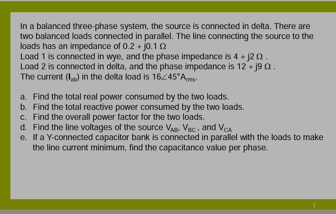 Solved In a balanced three-phase system, the source is | Chegg.com