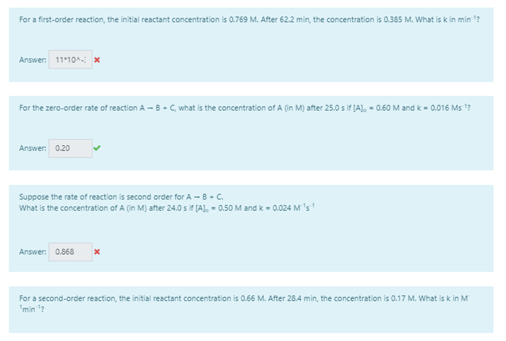 Solved For a first-order reaction, the initial reactant | Chegg.com
