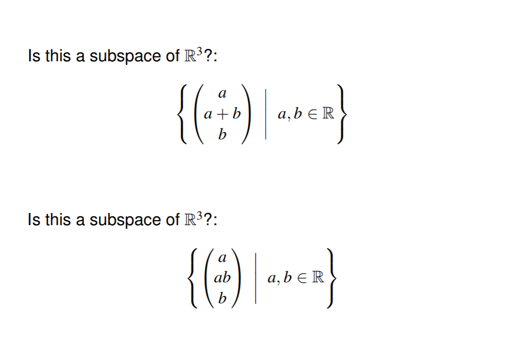 Solved Is this a subspace of R3?: a,beR Is this a subspace | Chegg.com