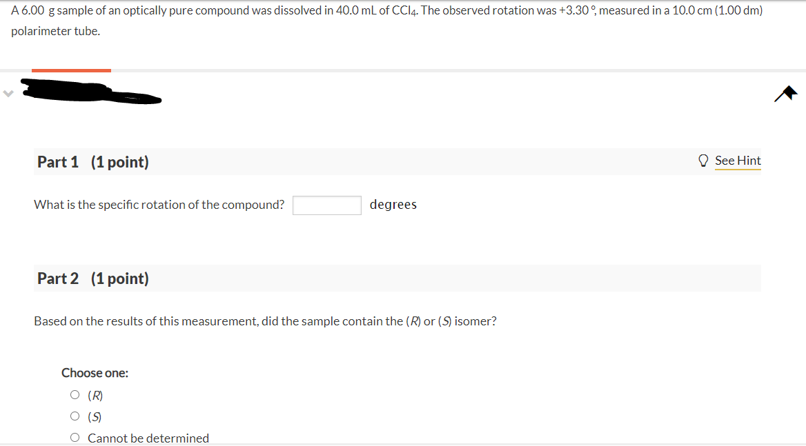 Solved A 6.00 g sample of an optically pure compound was | Chegg.com