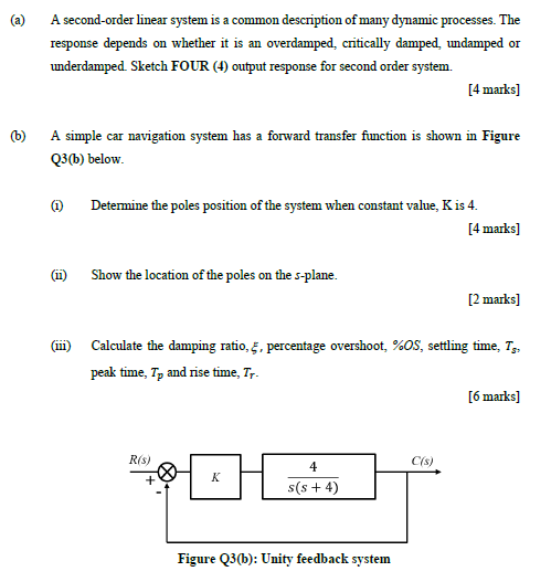 Solved (a) A second-order linear system is a common | Chegg.com