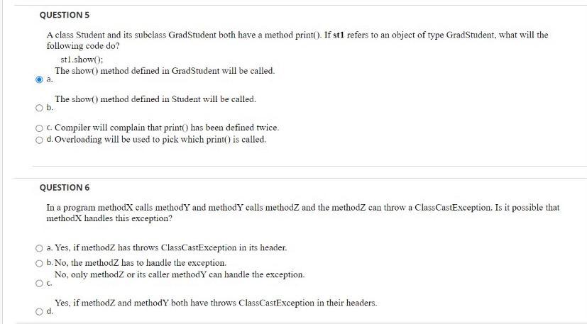 Solved QUESTIONS A class Student and its subclass | Chegg.com