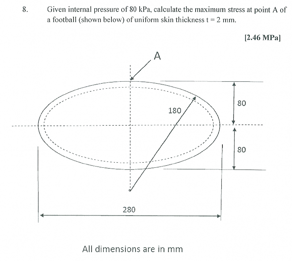 Solved 8. Given internal pressure of 80 kPa, calculate the | Chegg.com