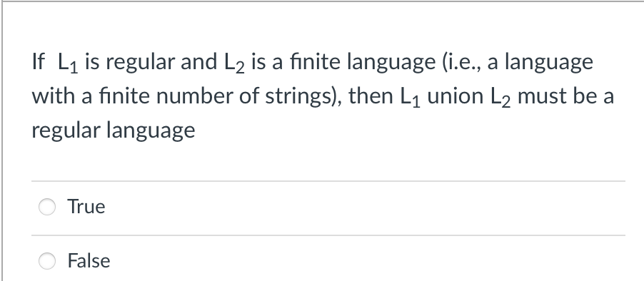 Solved If L1 is regular and L2 is a finite language (i.e., a | Chegg.com