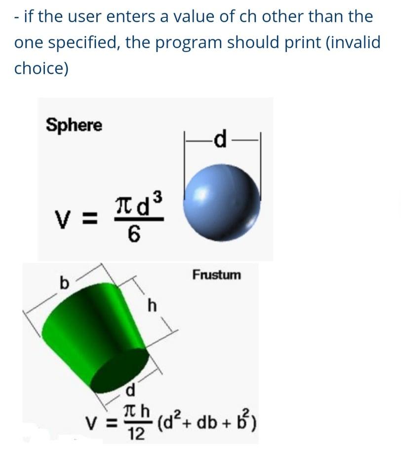 Solved Write C code that calculates and prints the volumes | Chegg.com