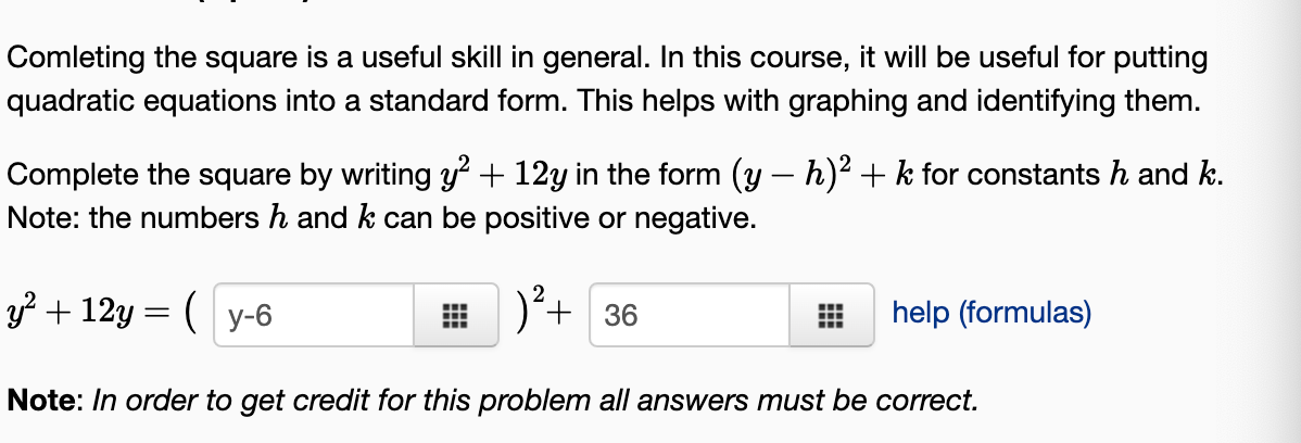 Solved Comleting the square is a useful skill in general. In | Chegg.com