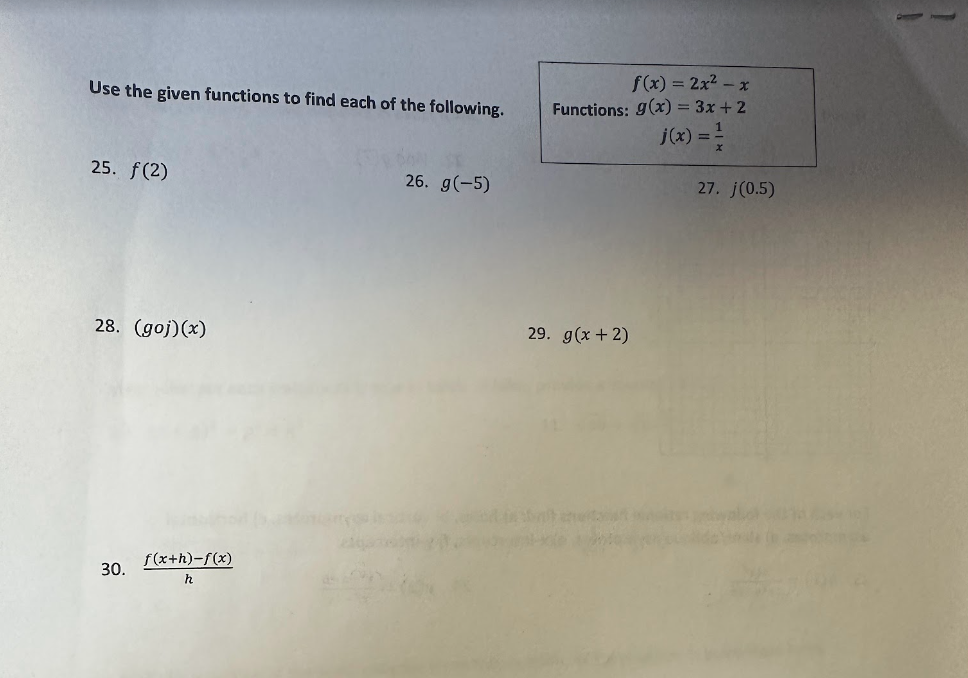 Solved Use the given functions to find f(x)=2x2−x Functions: | Chegg.com