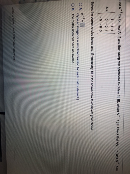 Solved Find A"1 by forming [A I D and then using row | Chegg.com