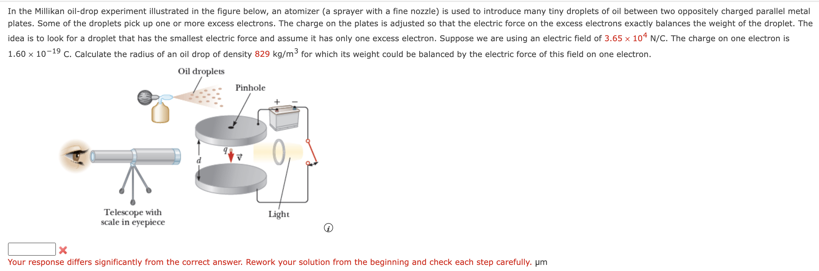 Solved In the Millikan oil-drop experiment illustrated in | Chegg.com