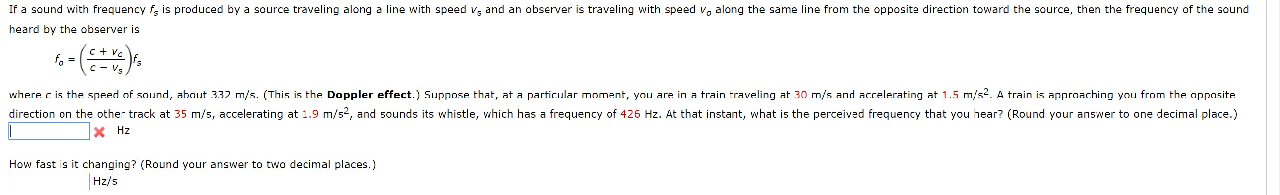 Solved If a sound with frequency fs is produced by a source | Chegg.com