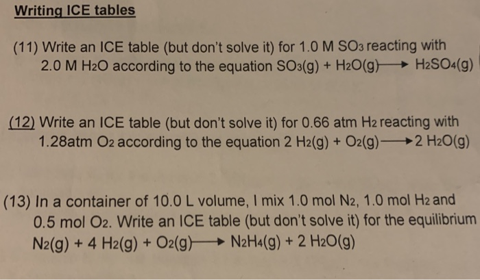 Writing ICE tables (11) Write an ICE table (but don't | Chegg.com