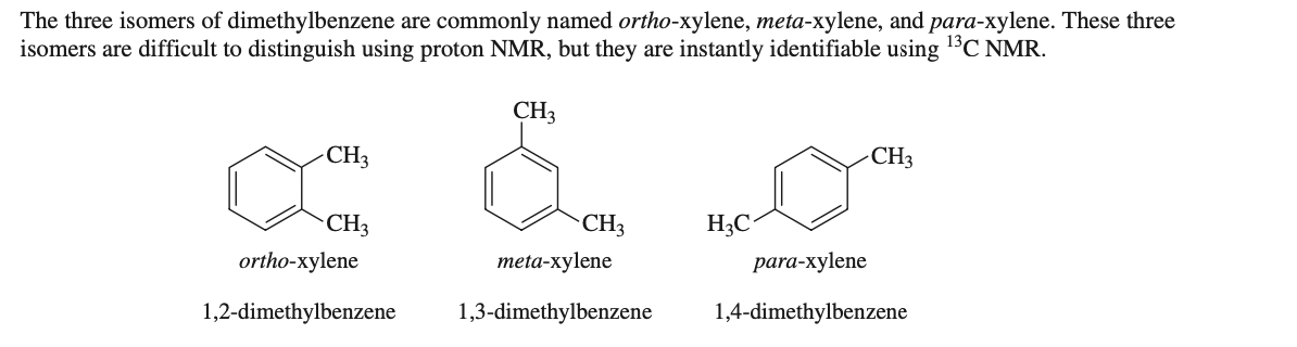Solved The three isomers of dimethylbenzene are commonly | Chegg.com