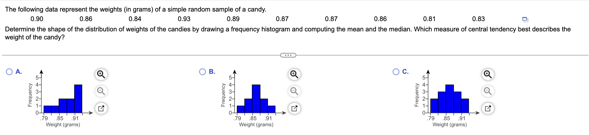 Solved The following data represent the weights (in grams) | Chegg.com